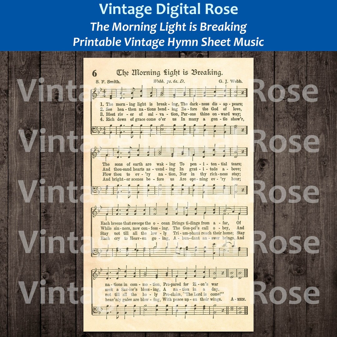 The Morning Light is Breaking Printable Vintage Hymn Sheet Music - Etsy