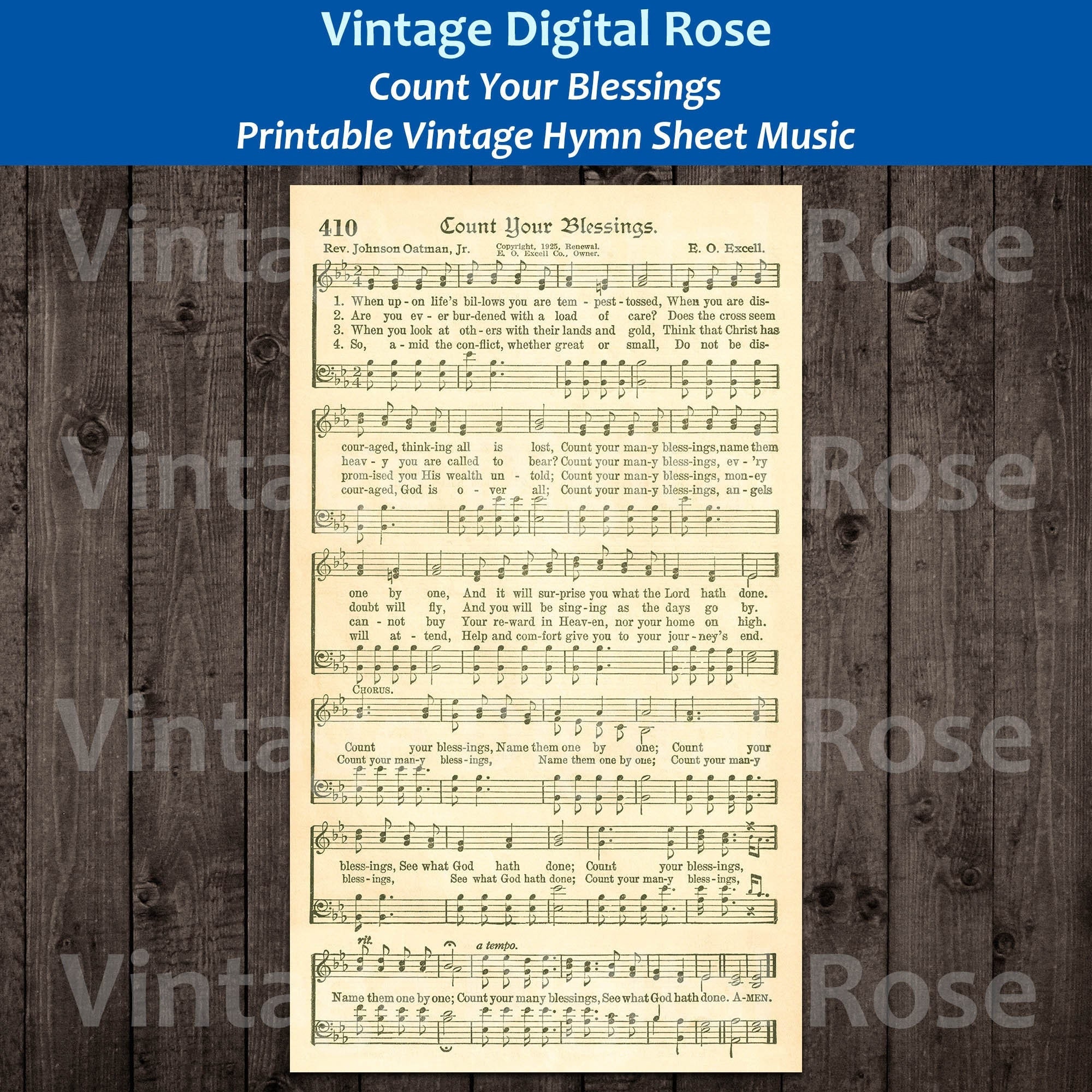 Count Your Blessings Printable Vintage Hymn Sheet Music - Etsy