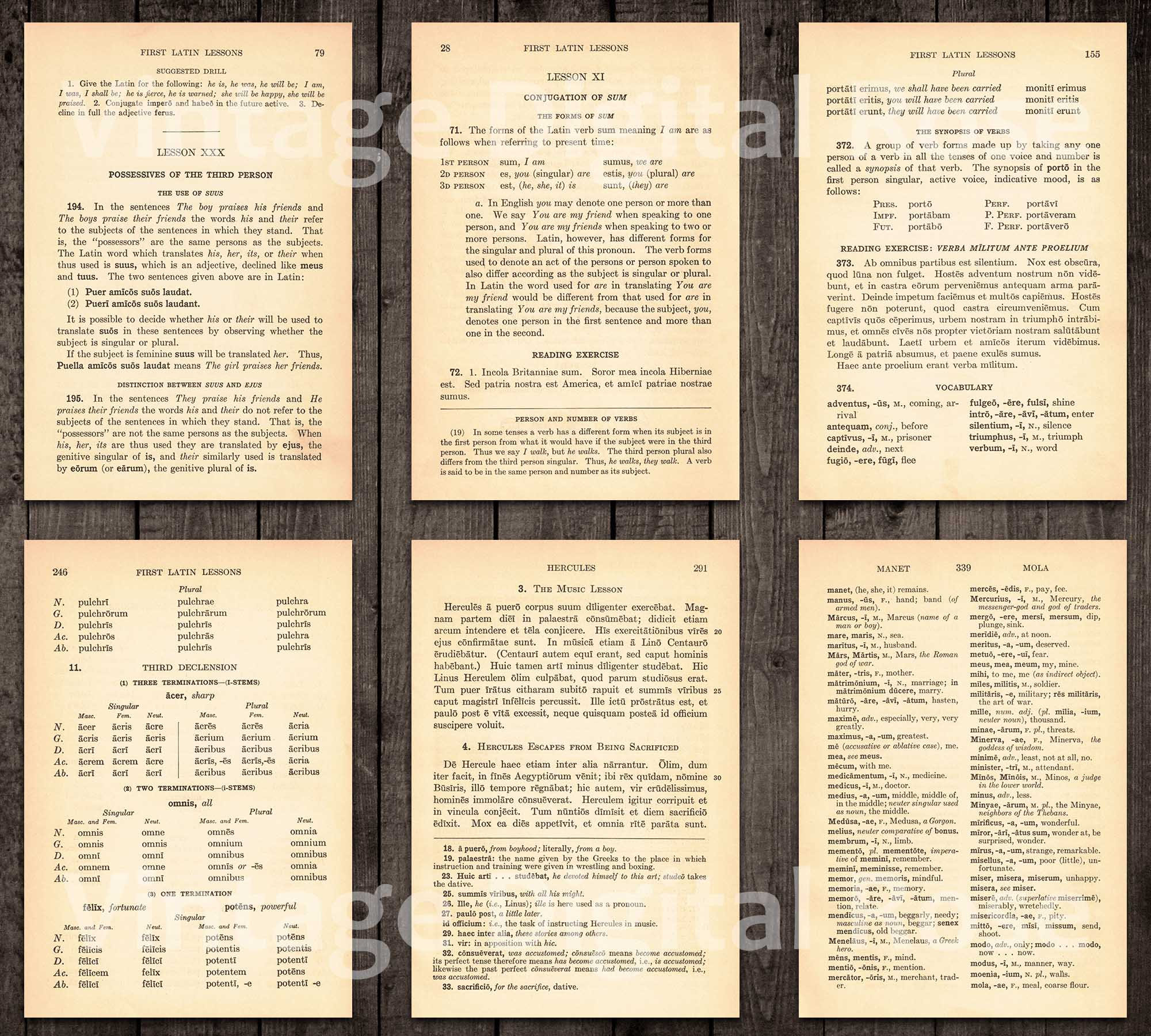 24 Printable Vintage Latin Textbook Pages Classroom Materials | Etsy