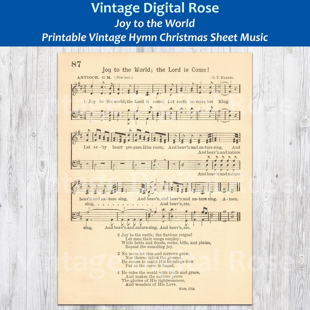 Joy to the World Printable Vintage Christmas Hymn Sheet Music - Etsy