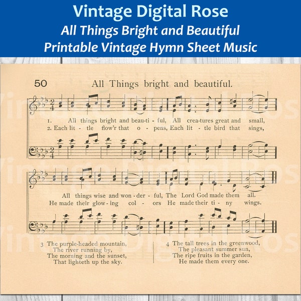 All Things Bright and Beautiful Poem - Etsy Australia