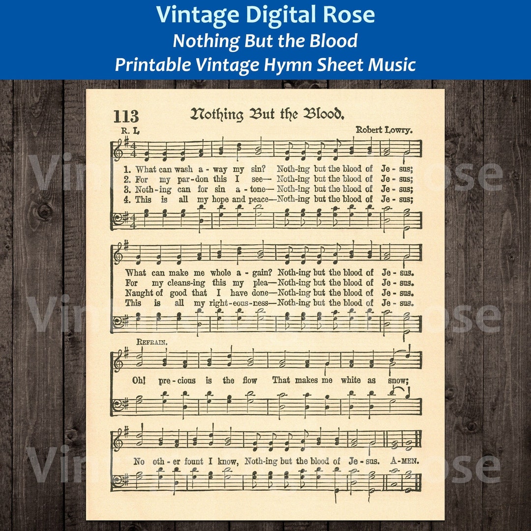 Nothing but the Blood Printable Vintage Hymn Sheet Music - Etsy