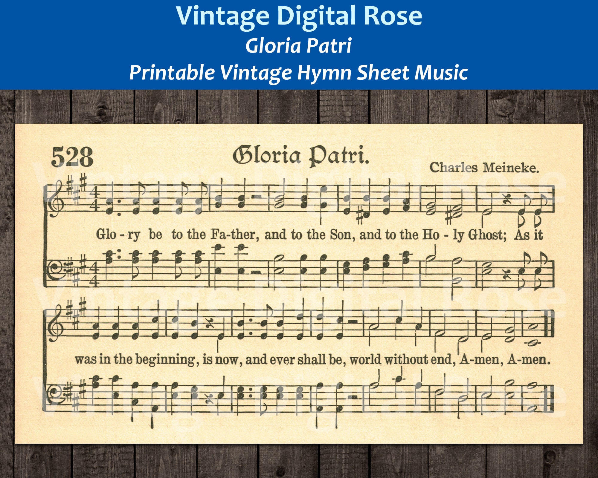 Gloria Patri Glory Be to the Father Doxology Printable Vintage Hymn ...