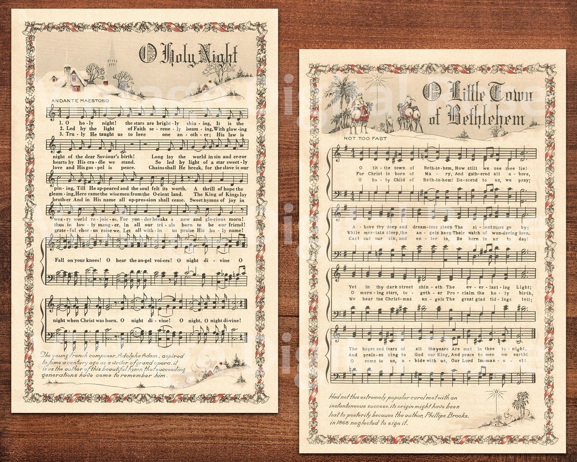 Printable Vintage Christmas Carols Color Illustrations Best - Etsy