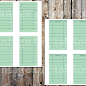 Vintage Printable Green Library Card Front and Back Digital Collage ...