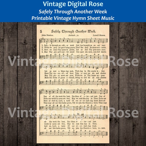 Safely Through Another Week Printable Vintage Hymn Sheet Music | Etsy