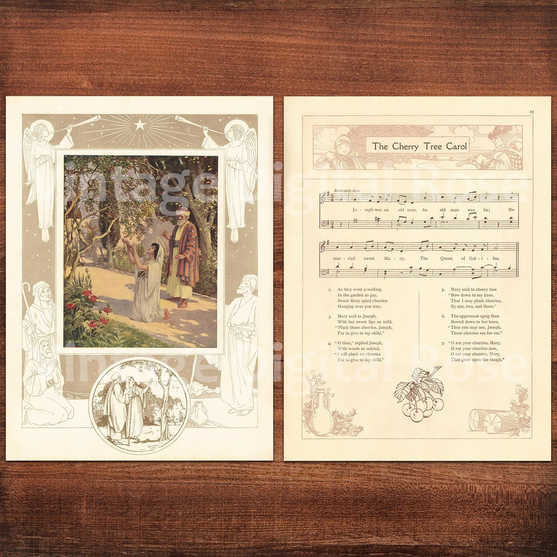 The Cherry Tree Carol Printable Vintage Christmas Hymn Carol Sheet ...