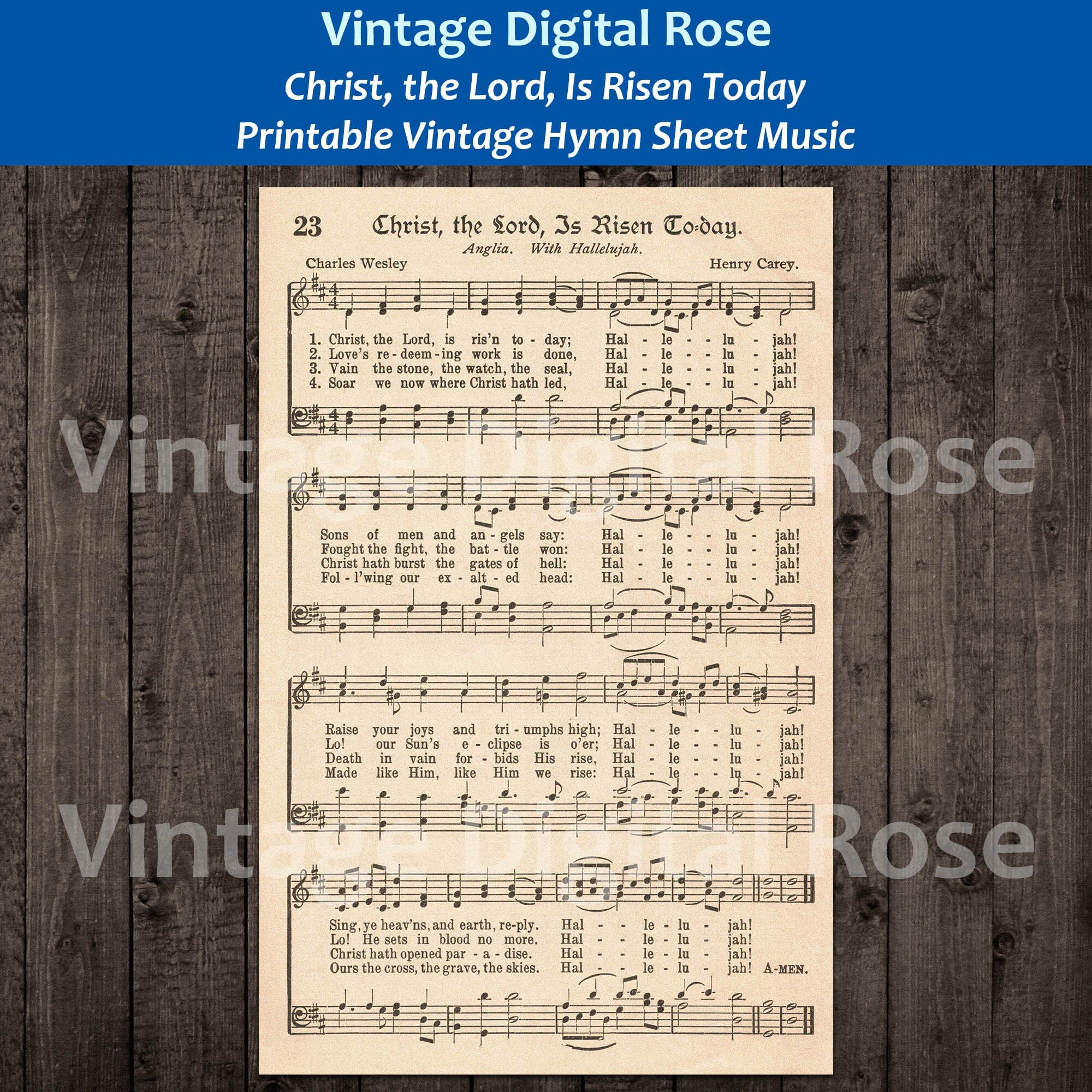 Christ, the Lord, is Risen Today Printable Vintage Hymn Sheet Music - Etsy