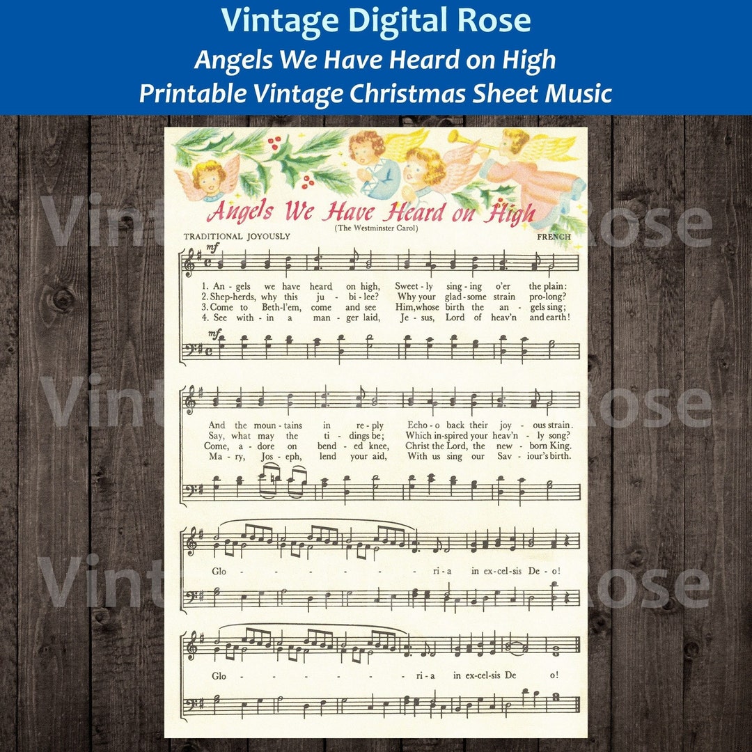 Angels We Have Heard on High Printable Vintage Popular Christmas Carol ...