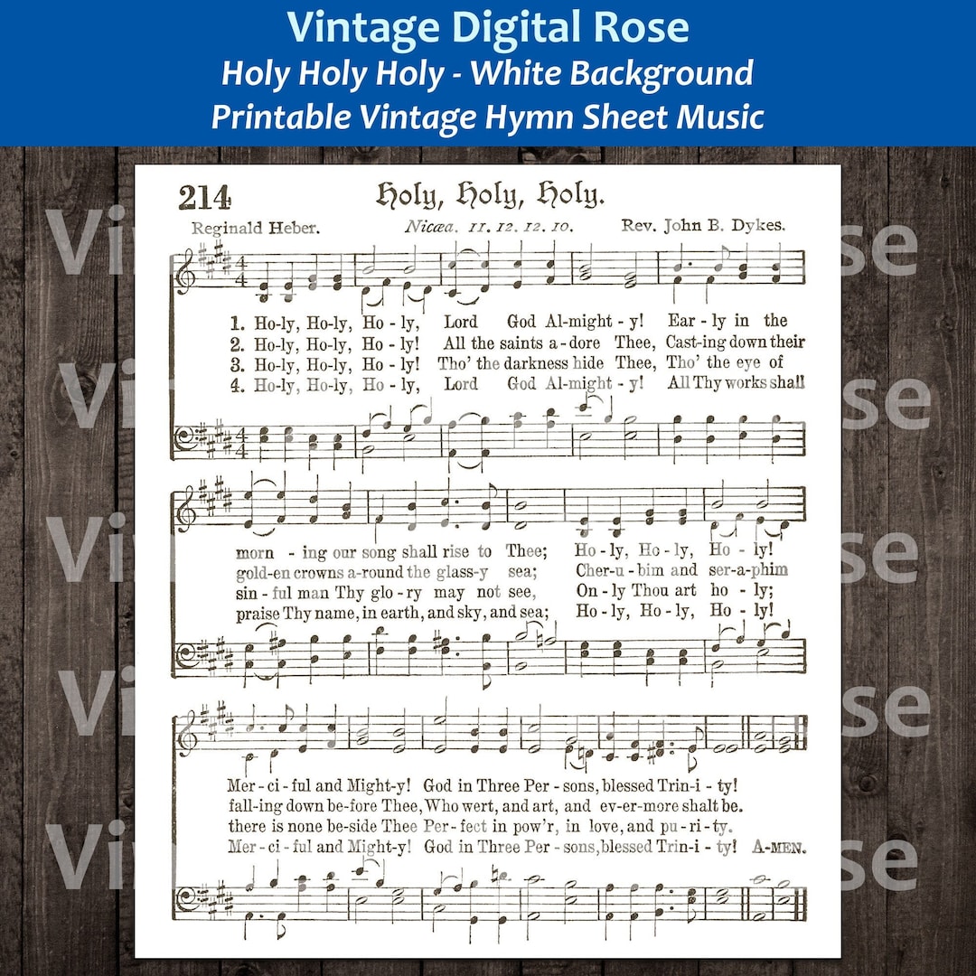Holy Holy Holy White Background Printable Vintage Hymn Sheet Music - Etsy