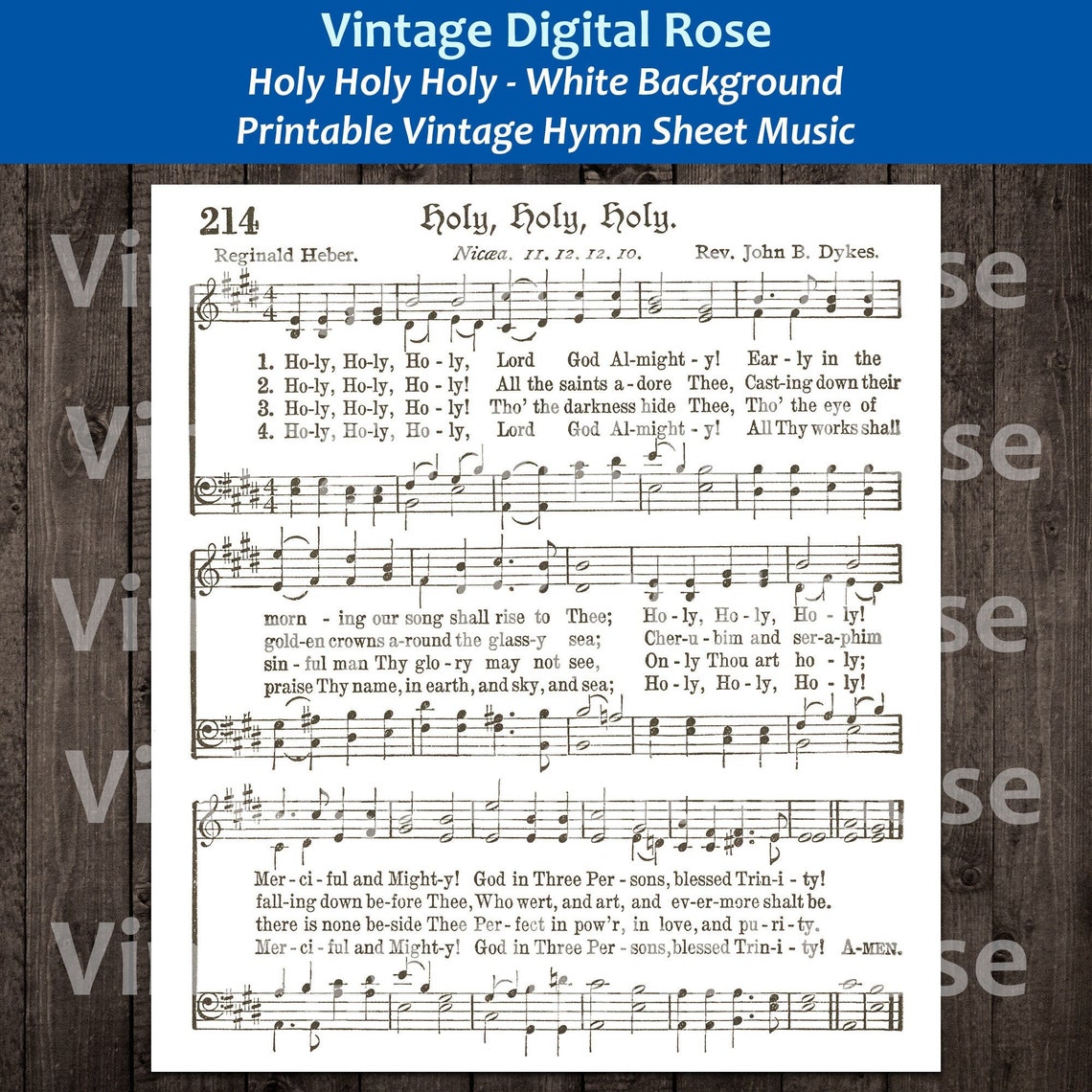 Holy Holy Holy White Background Printable Vintage Hymn Sheet Music - Etsy