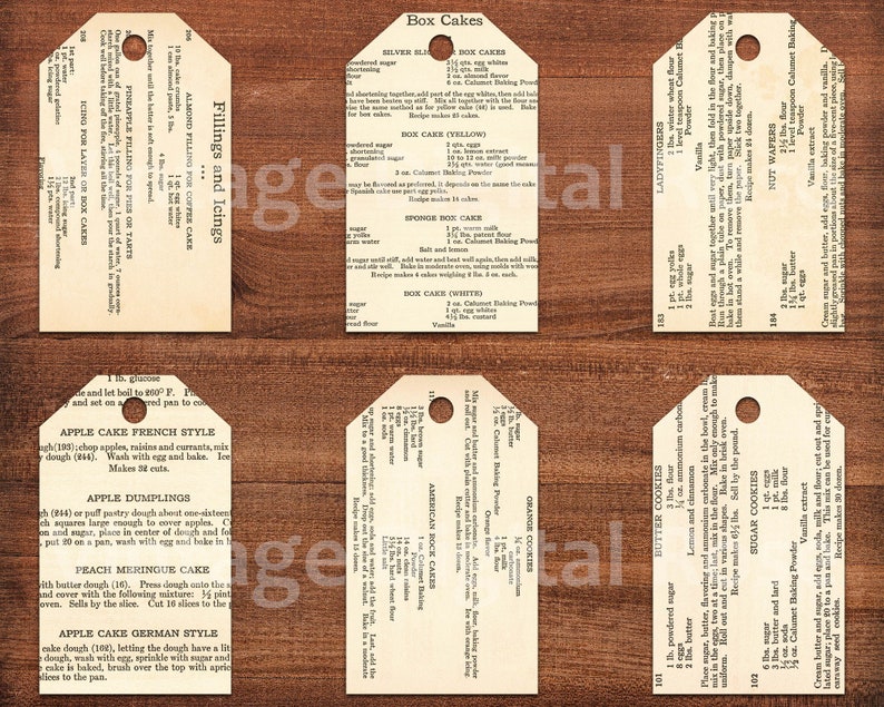 Journal Tags Vintage Dessert Recipe Cookbook Pages Printable - Etsy