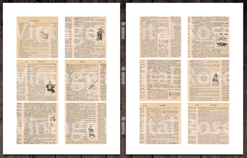 Vintage Printable Dictionary Page Illustrations Musical Instruments and ...