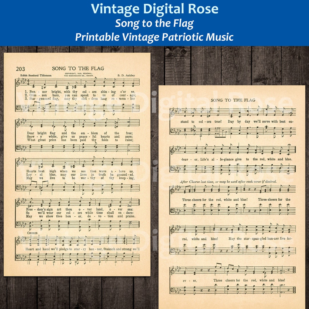 Song to the Flag Printable Vintage Hymn Patriotic Sheet Music - Etsy