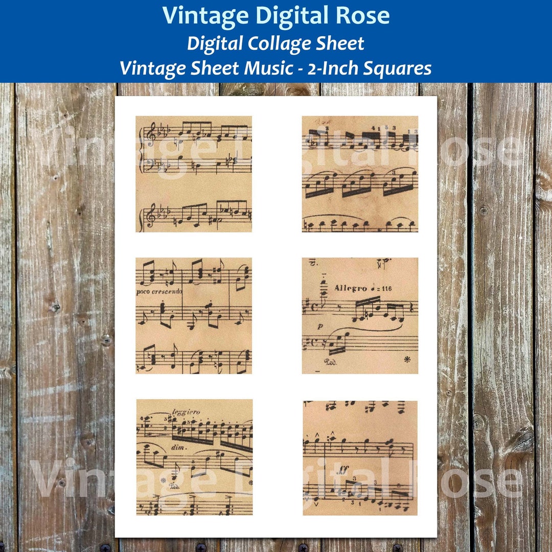 Vintage Sheet Music - Digital Collage Sheet - 2 Inch Squares - Etsy