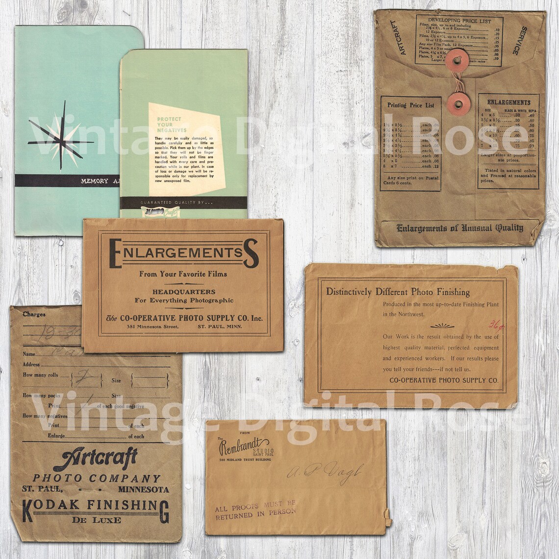 Vintage Film Photography Ephemera Artifacts Items Set of 24 Scrapbook ...