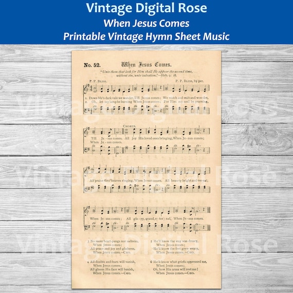 When Jesus Comes Printable Vintage Gospel Hymn Sheet Music - Etsy