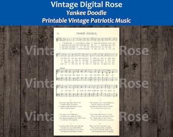 Yankee Doodle Printable Vintage Patriotic Sheet Music | Etsy