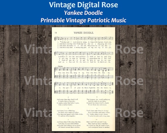 Yankee Doodle Printable Vintage Patriotic Sheet Music | Etsy