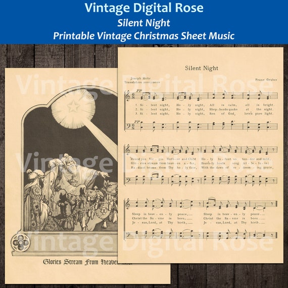 Vintage Christmas Sheet Music Silent Night