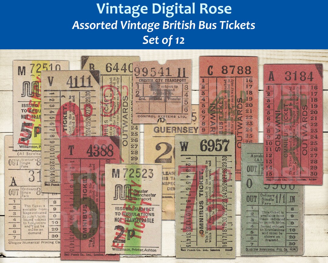 Vintage Printable British Bus Tickets Digital Collage Sheet JPG PNG ...