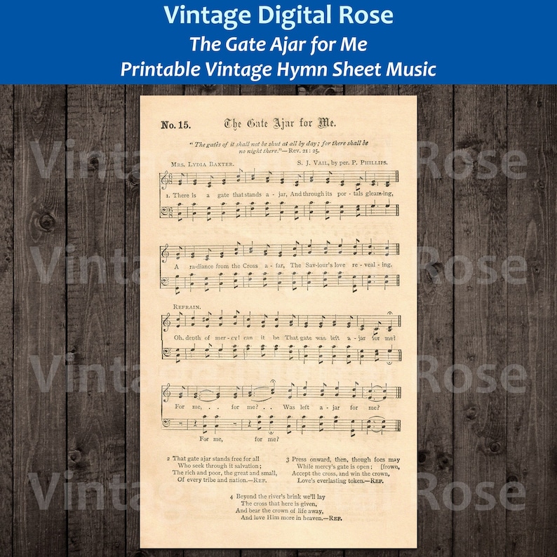 The Gate Ajar for Me Printable Vintage Gospel Hymn Sheet Music - Etsy