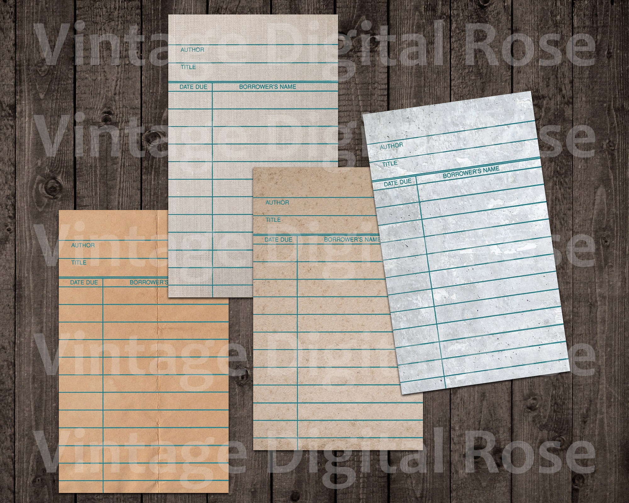 Vintage Printable Library Card Front and Back Transparent PNG Format ...