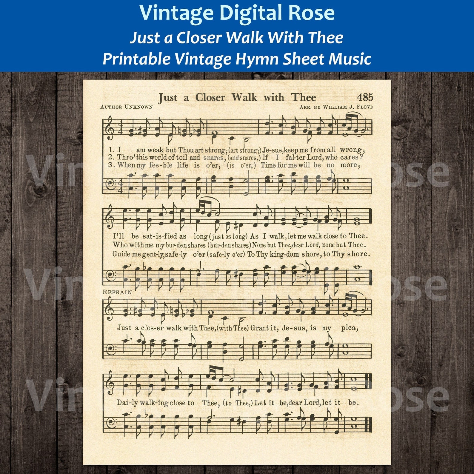 Just a Closer Walk With Thee Printable Vintage Hymn Sheet Music - Etsy