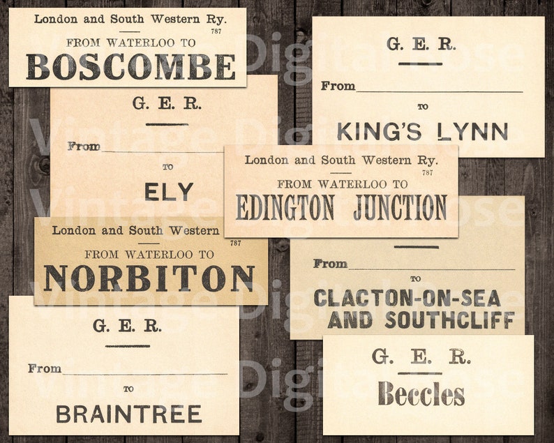 Vintage Printable British Luggage Labels Digital Collage Sheet - Etsy