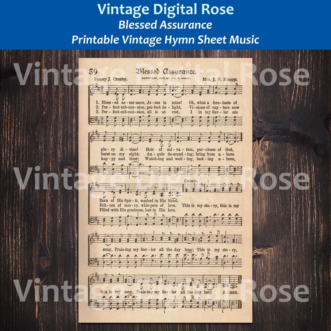 Blessed Assurance Printable Vintage Hymn Sheet Music - Etsy