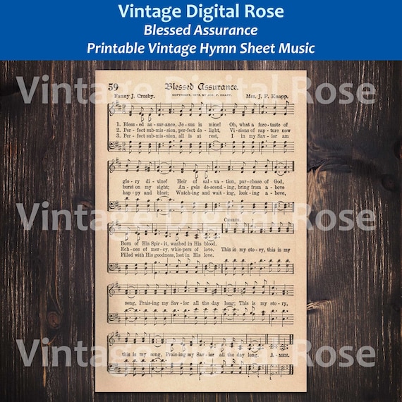 Blessed Assurance Printable Vintage Hymn Sheet Music | Etsy
