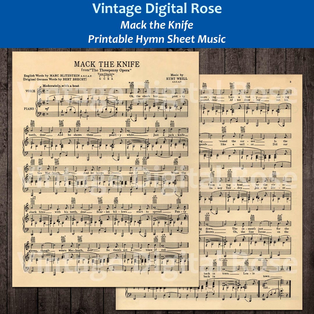 Mack the Knife the Threepenny Opera Printable Vintage Sheet Music - Etsy