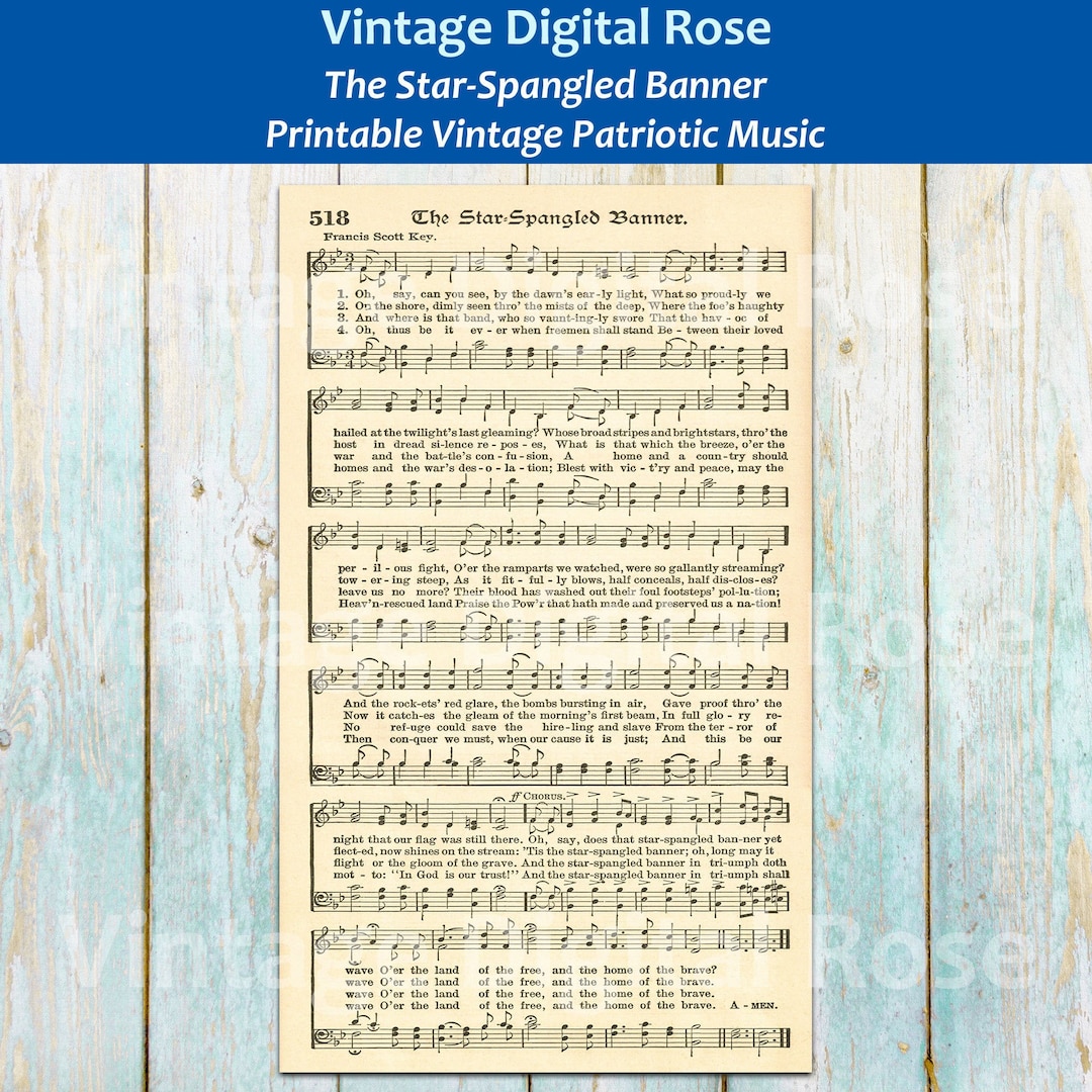 The Star-spangled Banner American National Anthem Printable Vintage ...