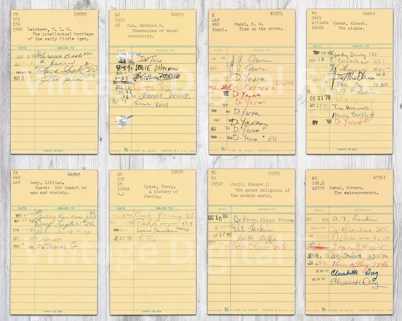 Vintage Printable Library Checkout Cards Stamped Cards Digital - Etsy