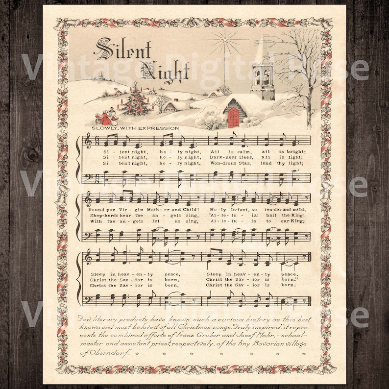 Printable Vintage Christmas Carols Color Illustrations Best - Etsy