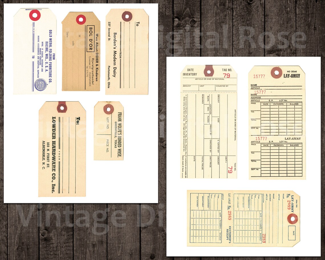 Vintage Printable Assorted Hang Tags General Store Inventory Hardware ...