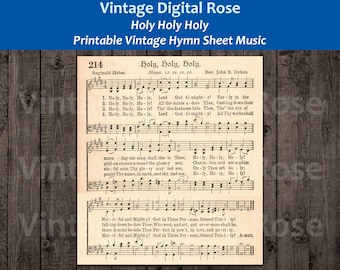 Holy, Holy, Holy, Printable Vintage Hymn, Instant Download, Aged Antique Sheet Music ...
