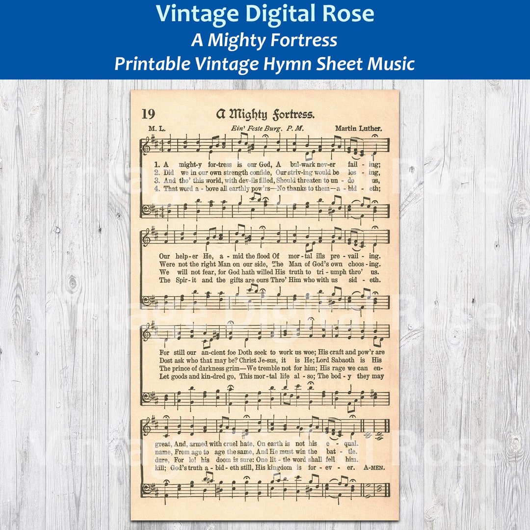 A Mighty Fortress Printable Vintage Hymn Sheet Music - Etsy