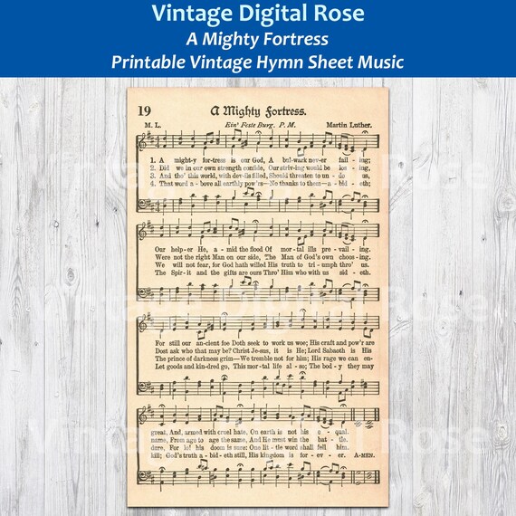 A Mighty Fortress Printable Vintage Hymn Sheet Music | Etsy
