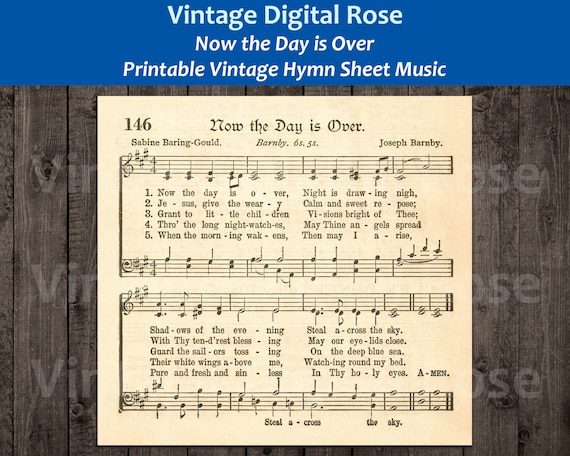 Now the Day is Over Printable Vintage Hymn Sheet Music | Etsy