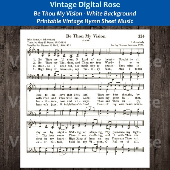 Be Thou My Vision White Background Printable Vintage Hymn - Etsy