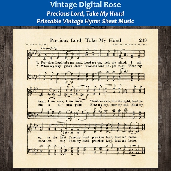 Precious Lord Take My Hand Printable Vintage Hymn Sheet Music | Etsy