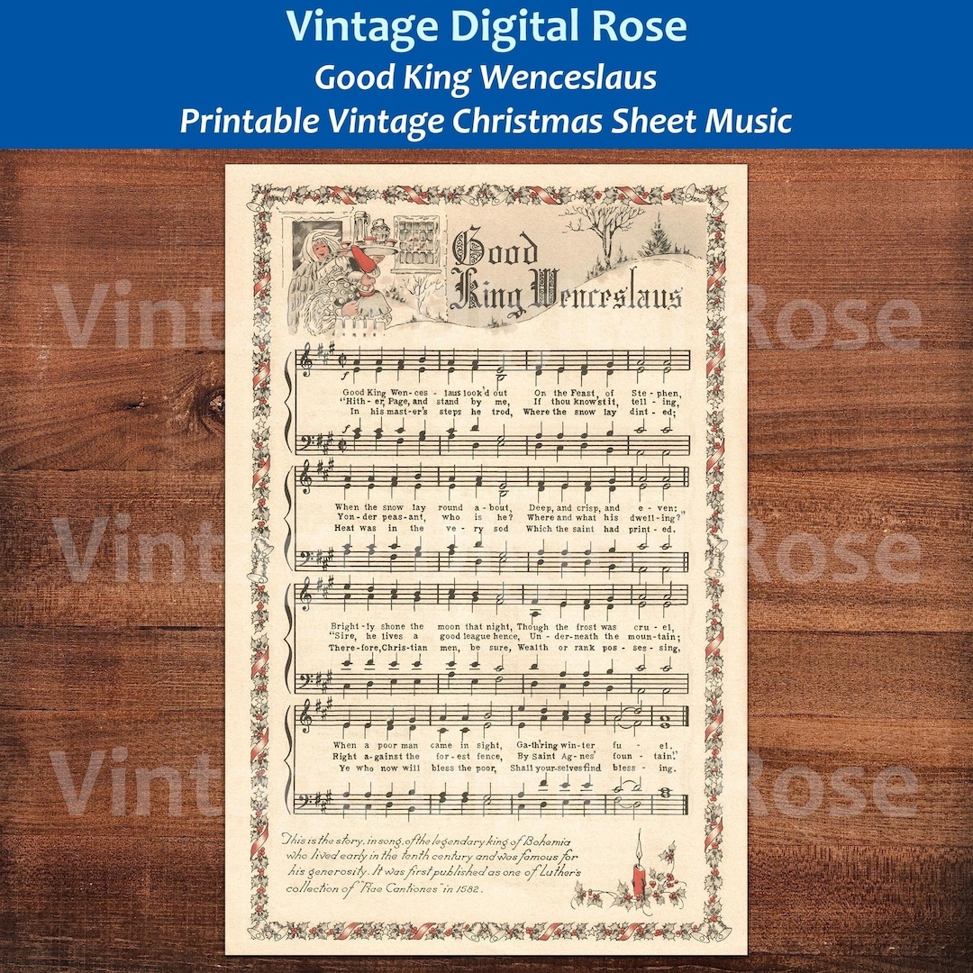 Good King Wenceslas Printable Vintage Popular Christmas Carol Sheet ...