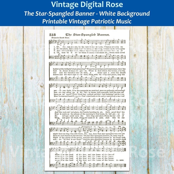 The Star-spangled Banner American National Anthem White - Etsy