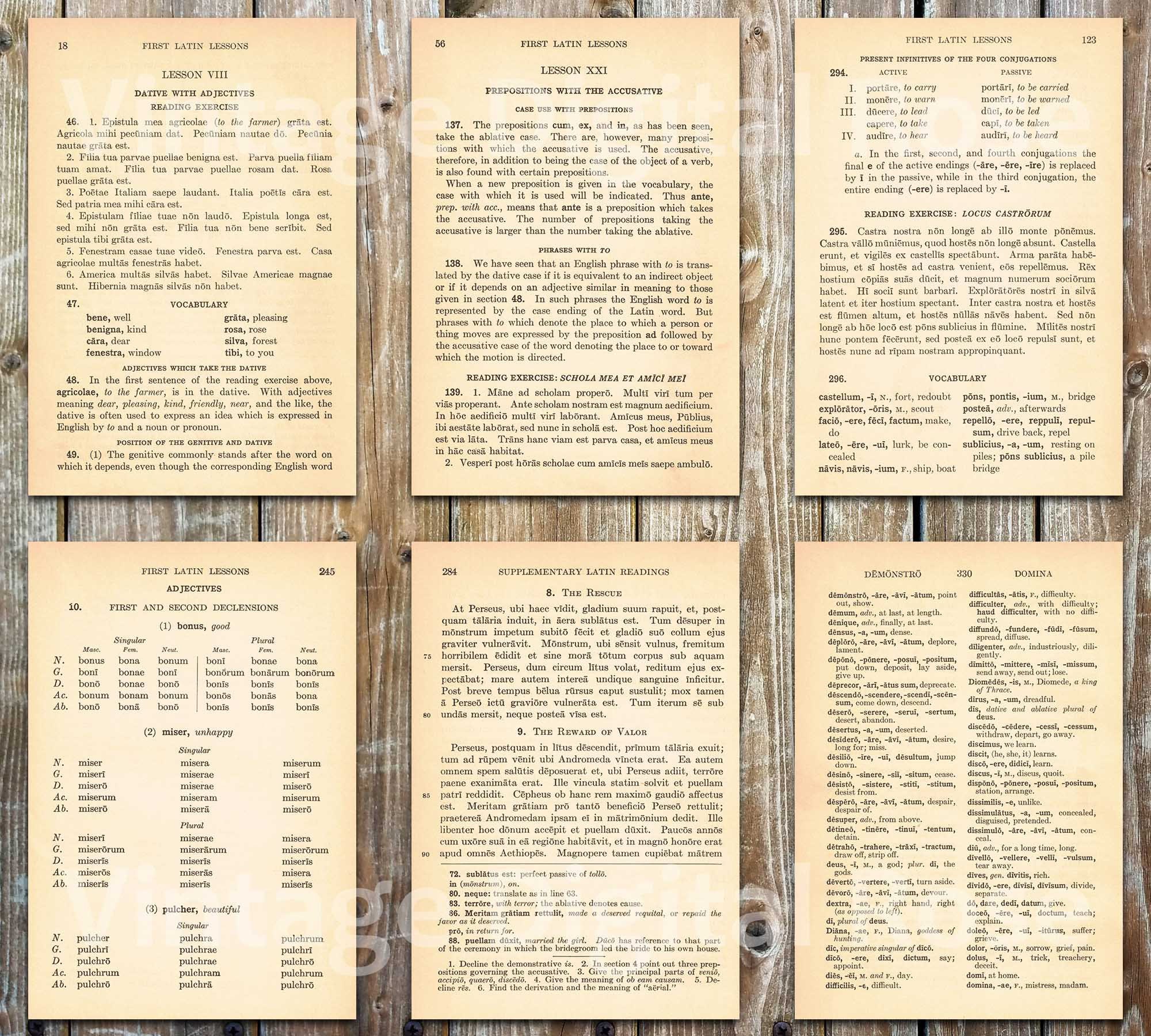 24 Printable Vintage Latin Textbook Pages Classroom Materials | Etsy