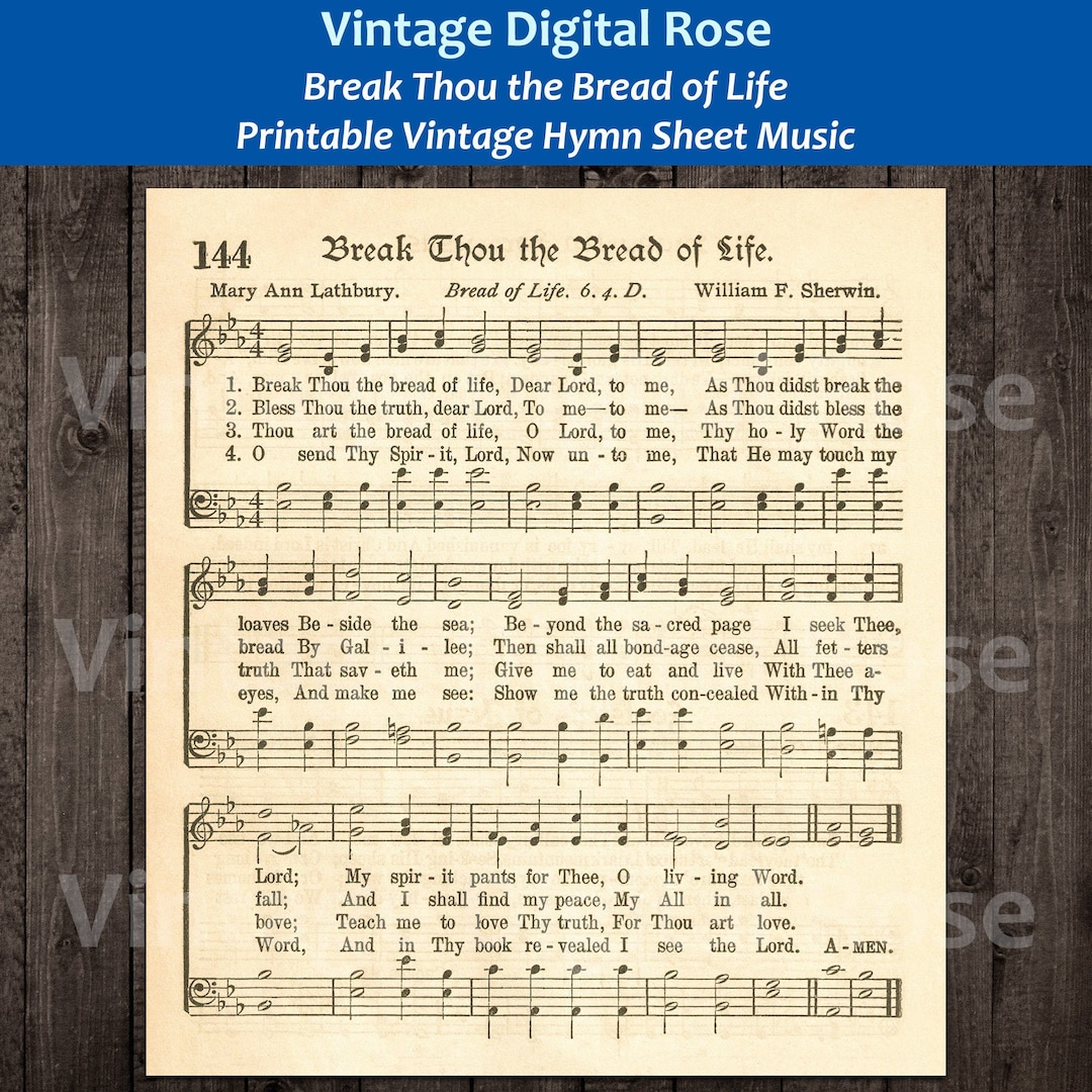 Break Thou the Bread of Life Printable Vintage Hymn Sheet Music - Etsy
