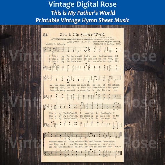 This is My Father's World Printable Vintage Hymn Sheet - Etsy