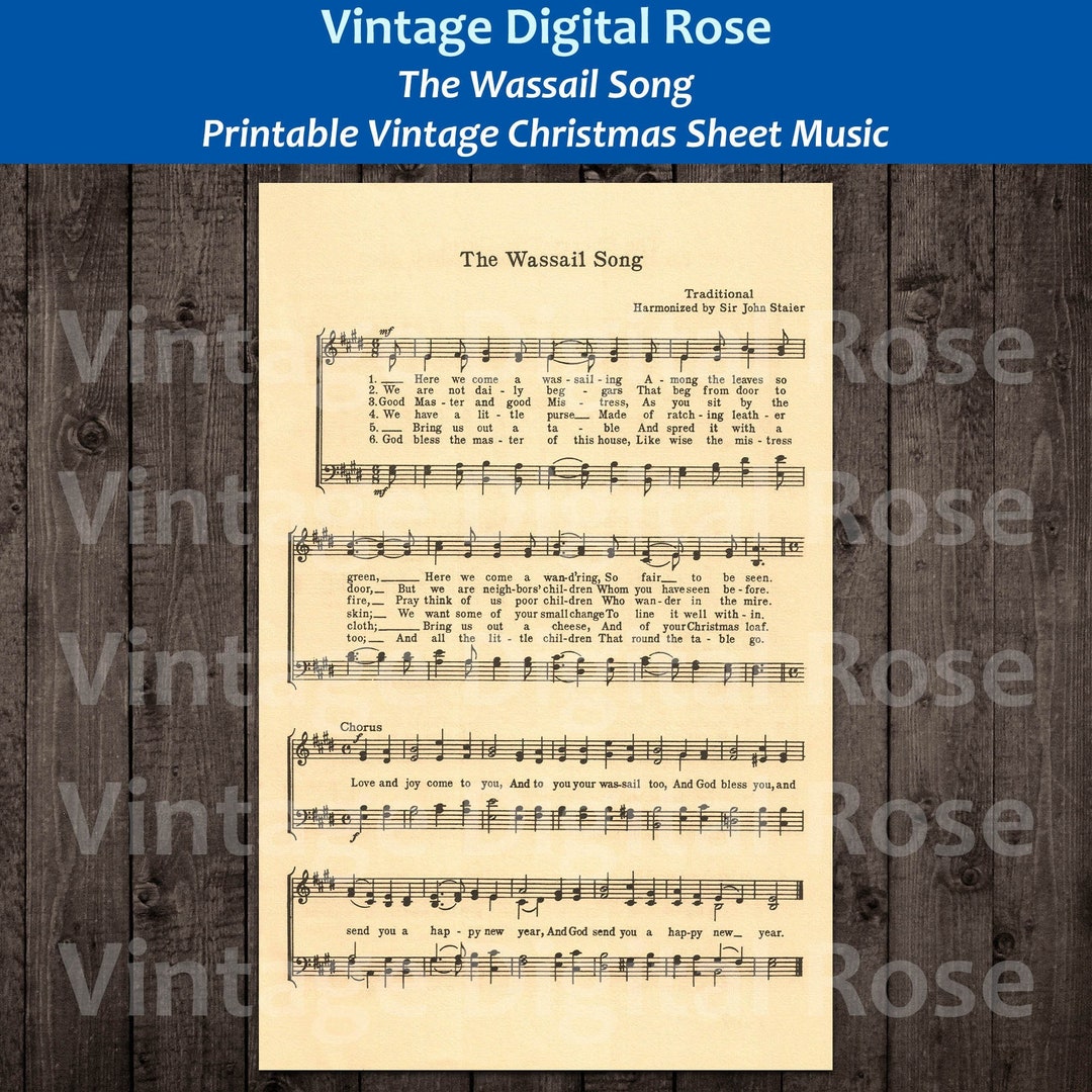 The Wassail Song Here We Come A Wassailing Printable Vintage Popular ...