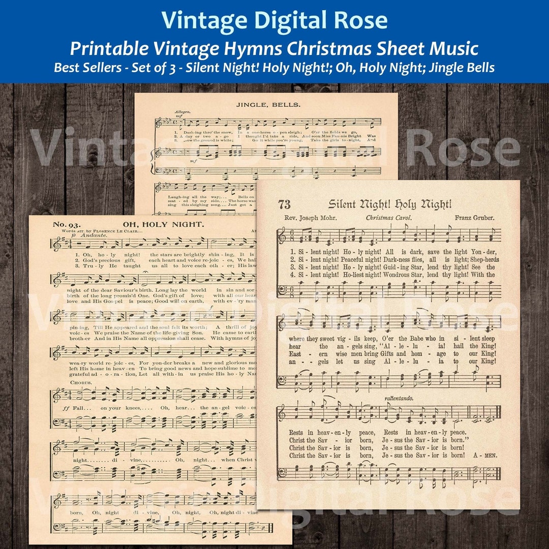 Printable Vintage Christmas Carols Set of 3 Sheet Music Top Popular ...