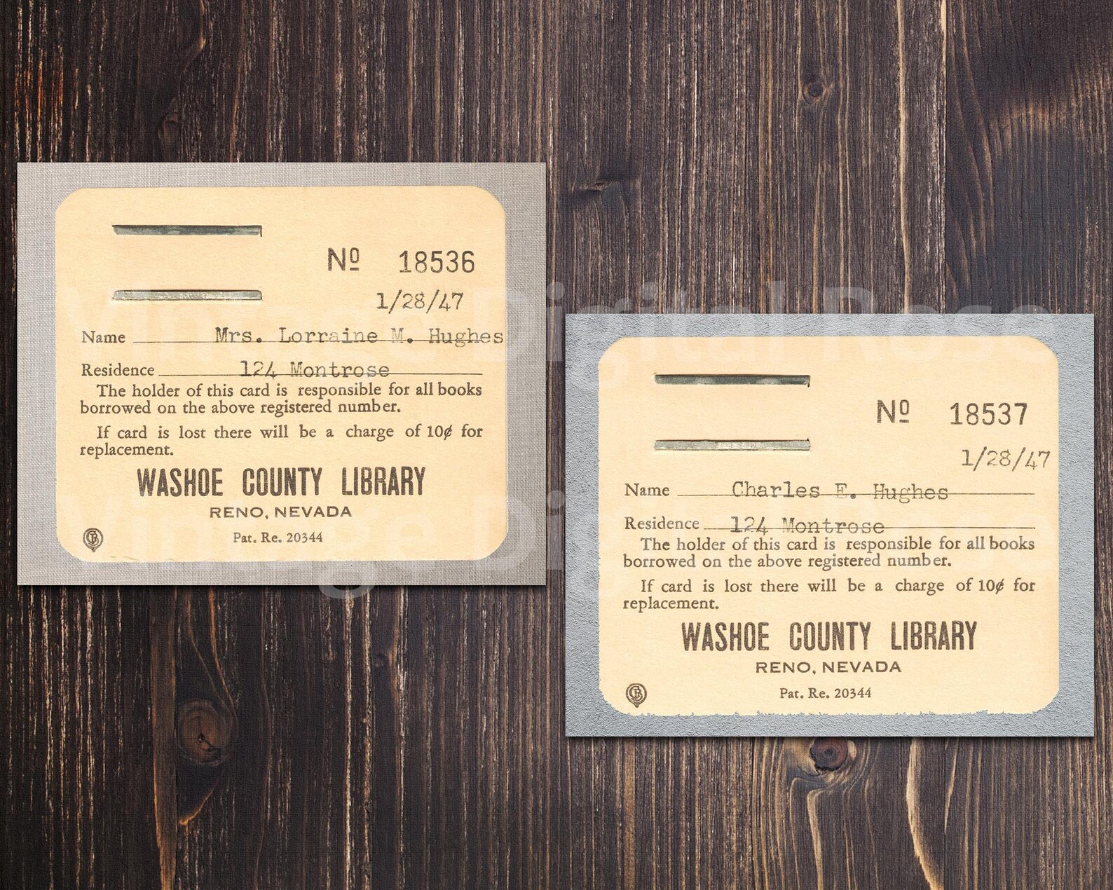 Vintage Printable Personal Library Checkout Cards 1940s Digital JPG PNG ...